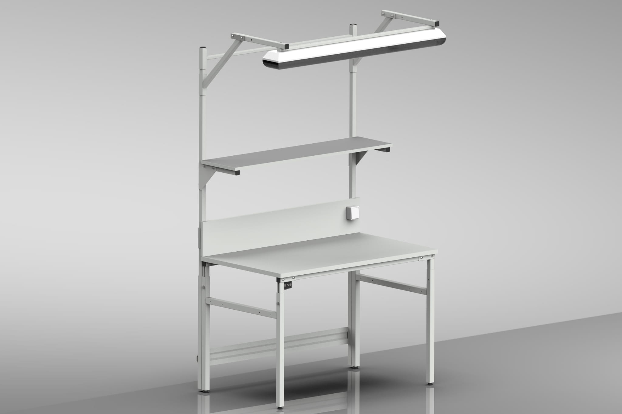Assembly stations and industrial tables with lighting